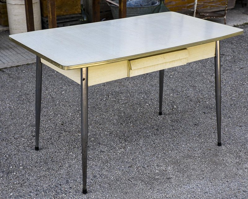Kitchen Table with White Formica Top and Pastry Board, 1970s for sale ...