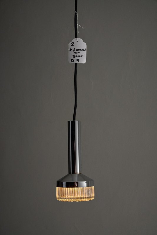 Chrome Tube Pendant Light with Textured Glass Lens, 1970s for sale at ...