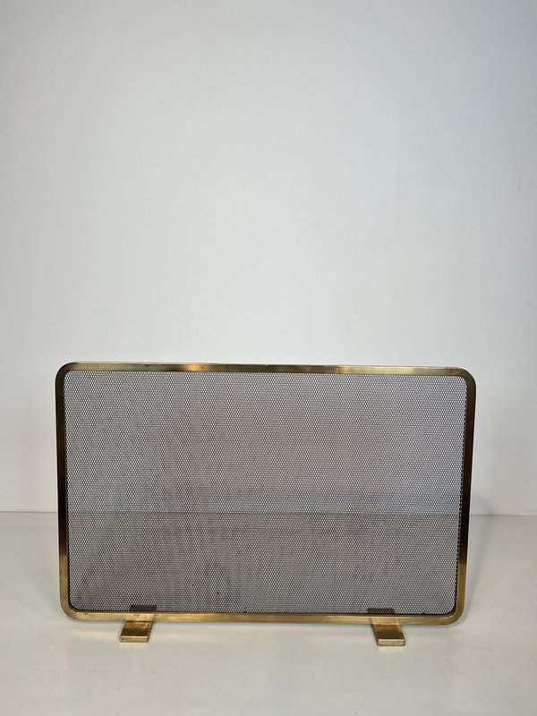 Brass and Wire Mesh Fire Screen, 1970s for sale at Pamono