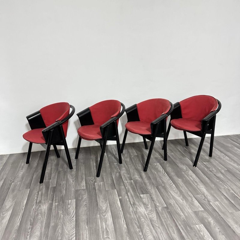 Modern Chairs in Lacquered Wood and Fabric from Pozzi & Verga, 1970s ...