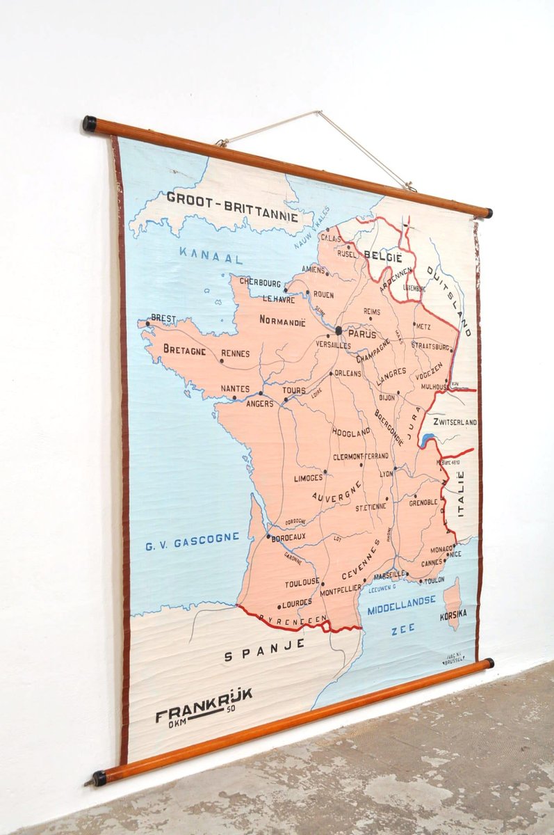Painted Map of France, 1950s for sale at Pamono