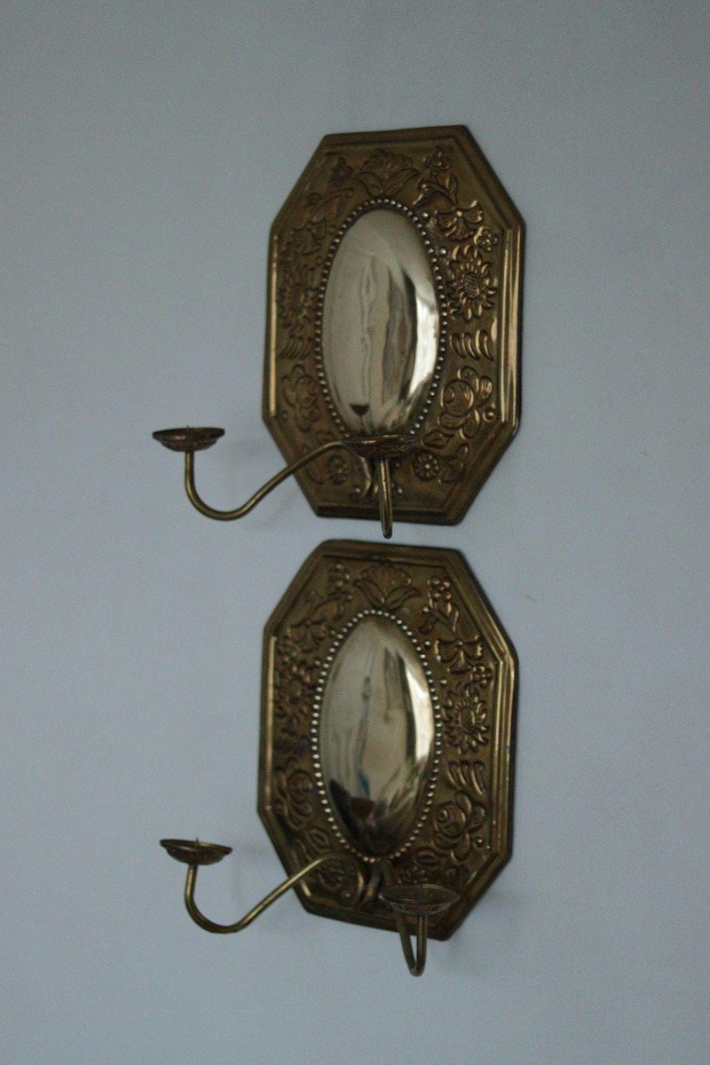 Mid-Century Swedish Octagonal Brass Double Arm Sconces, Set of 2 for ...