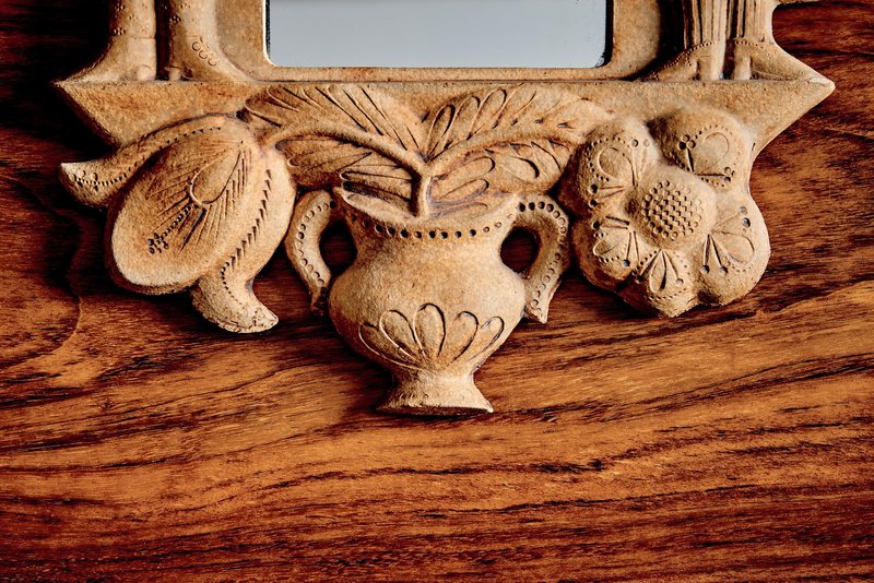 Spiegel aus geformtem Steingut, Roger Capron zugeschrieben, Frankreich ...