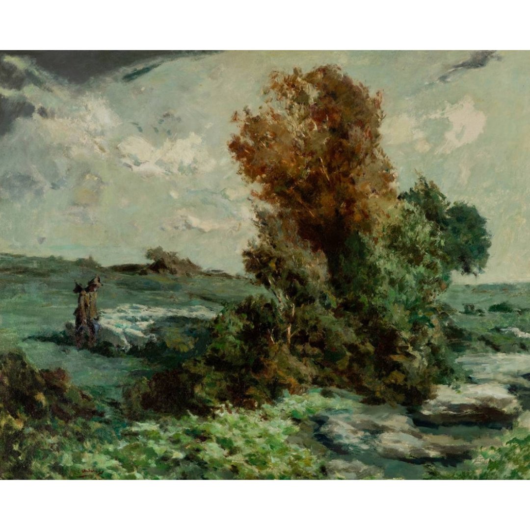 Ricard Arenys Galdón, Landscape with Shepherd, 1950s, Huile sur Toile ...