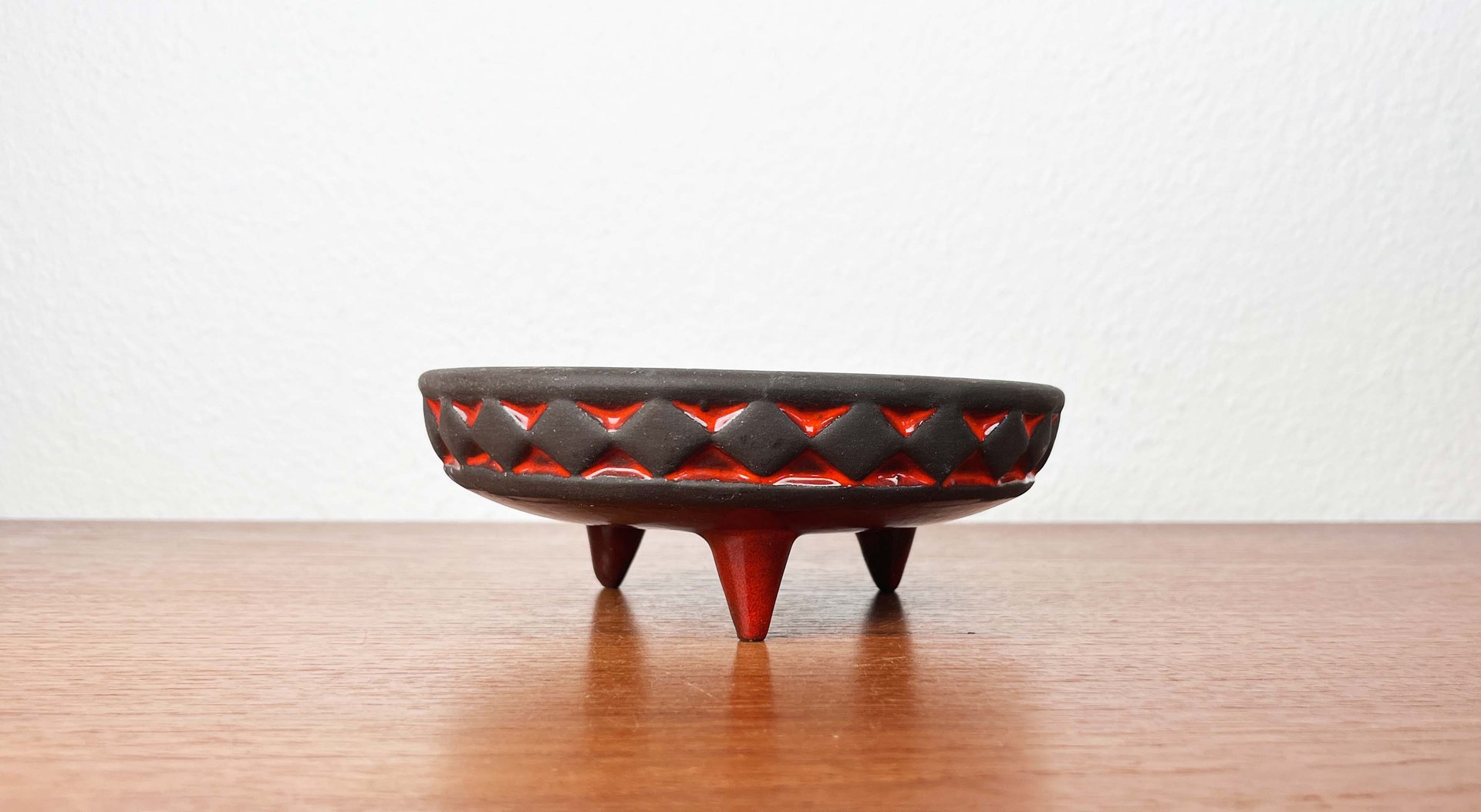 Mid-Century Modern Danish Studio Pottery Orange Tripod Bowl from Frank ...
