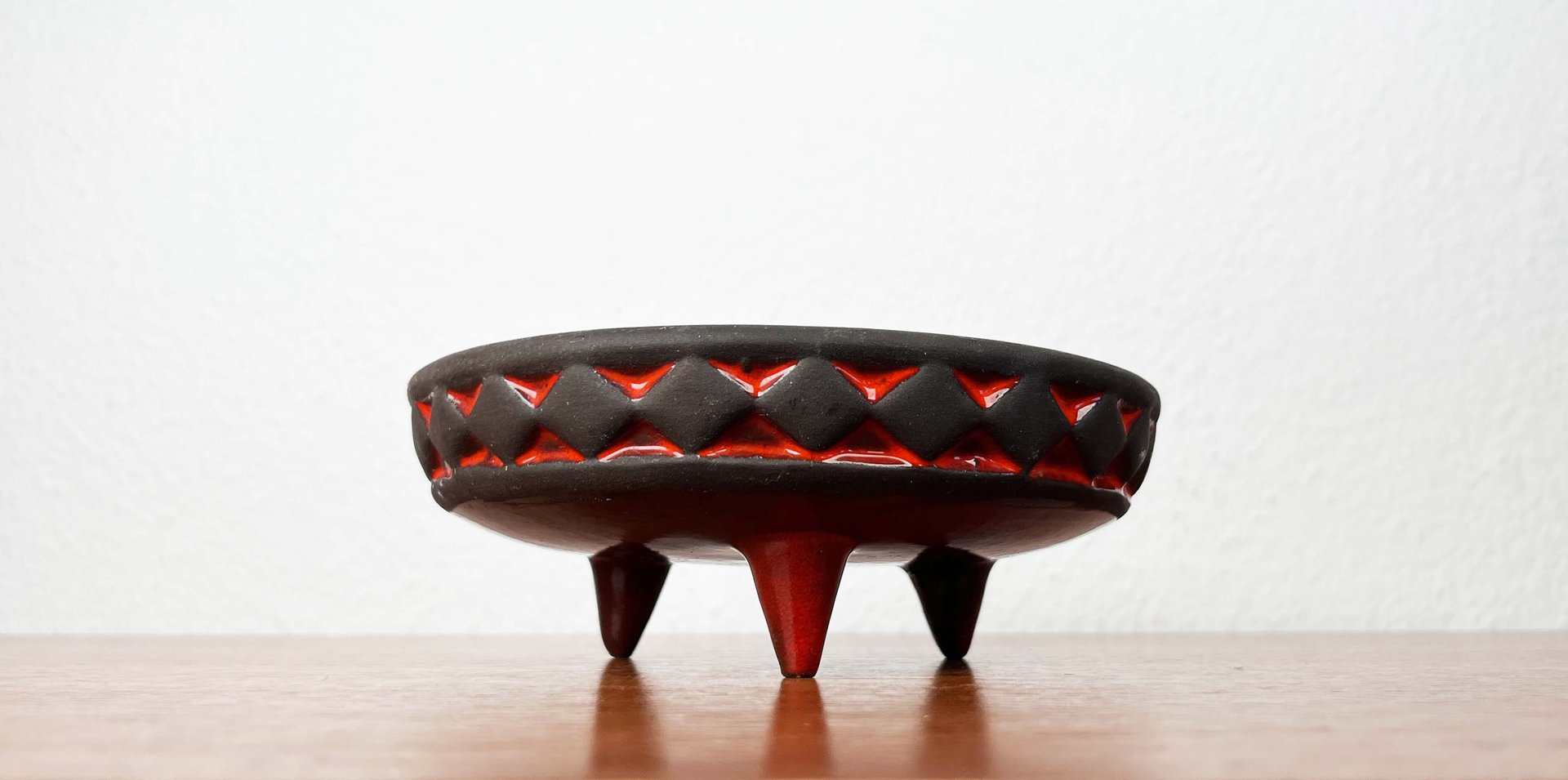 Mid-Century Modern Danish Studio Pottery Orange Tripod Bowl from Frank ...