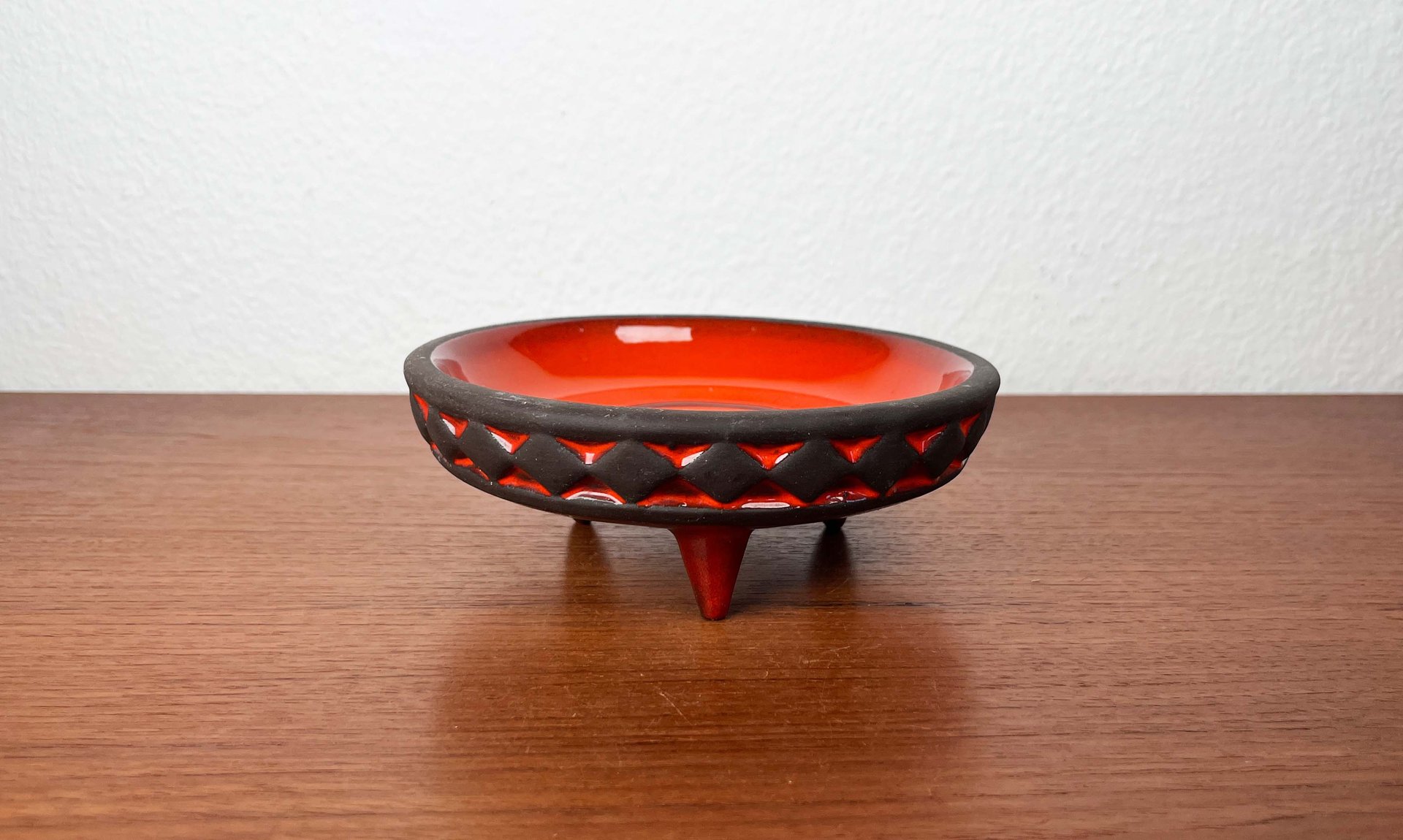 Mid-Century Modern Danish Studio Pottery Orange Tripod Bowl from Frank ...