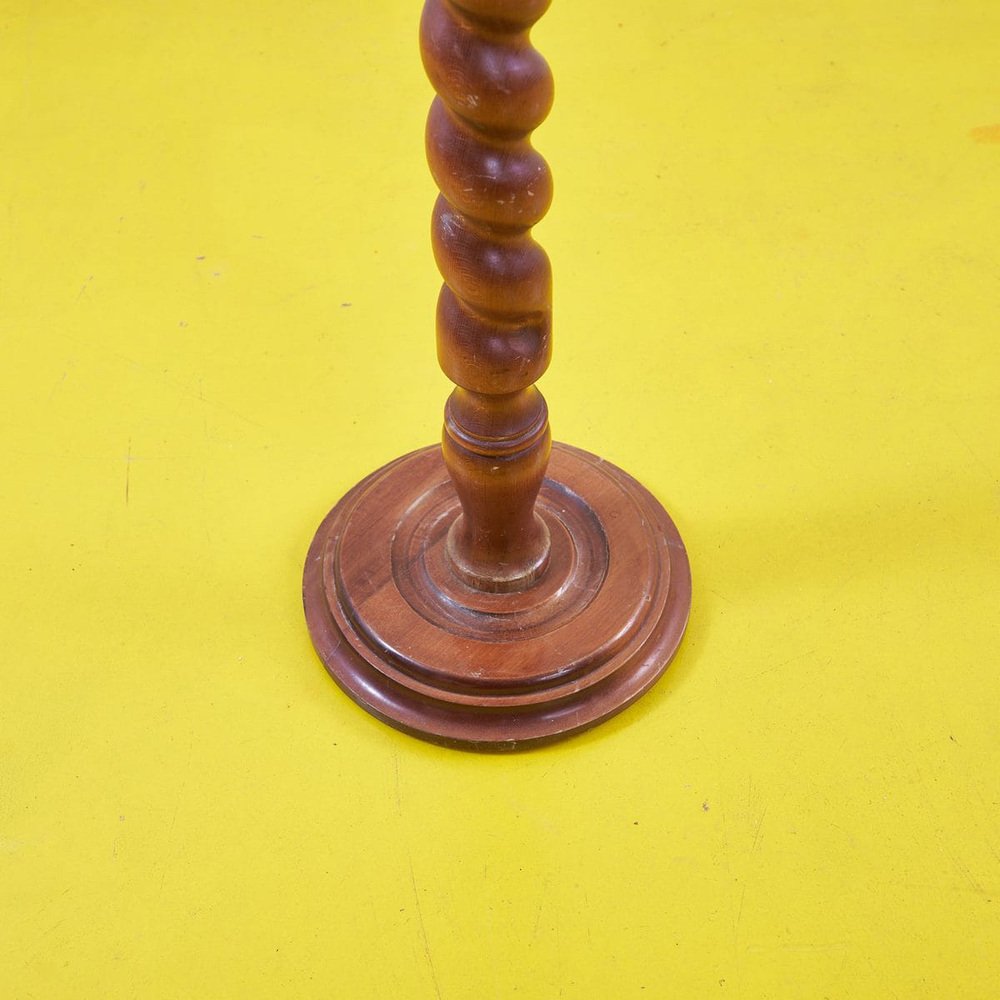 Twisted Wooden Column Plant Stand for sale at Pamono