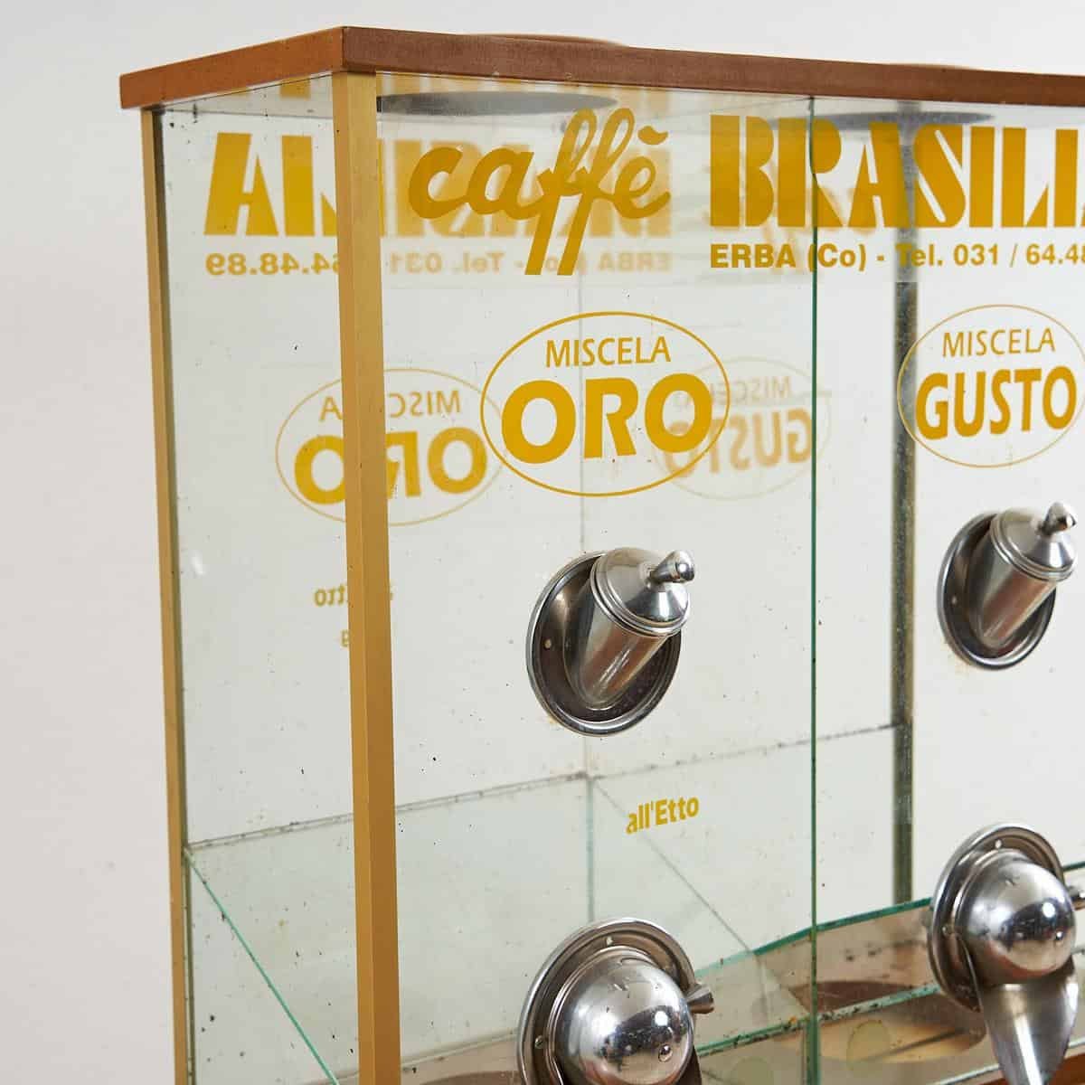 Antique Brasilia Coffee Dispenser in Glass and Metal for sale at Pamono