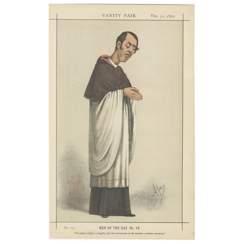Victorian Clergyman Caricature, 1870, Paper for sale at Pamono