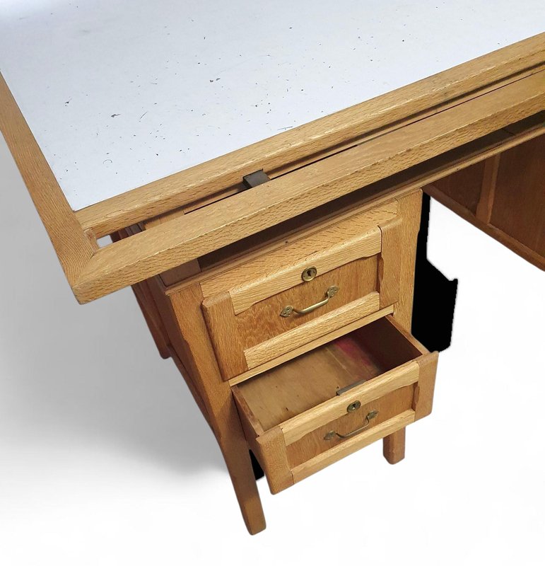 Large Oak Architect's Desk, 1940s for sale at Pamono