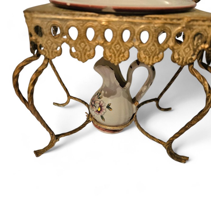 Antique Doll's House Dressing Mirror with Porcelain Jug for sale at Pamono