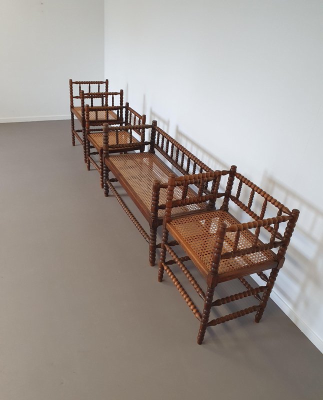 Bobbin Panca e sedie, set di 4 in vendita su Pamono