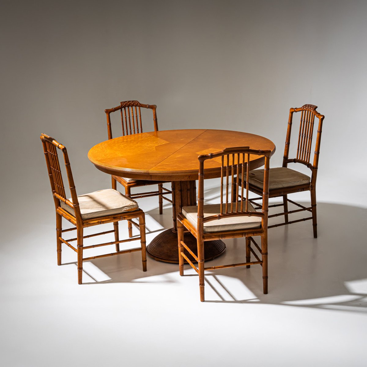 French Faux Bamboo Dining Table with Chairs, 1960s, Set of 5 for sale ...