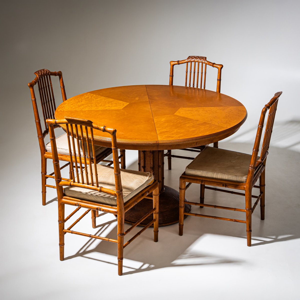 French Faux Bamboo Dining Table with Chairs, 1960s, Set of 5 for sale ...