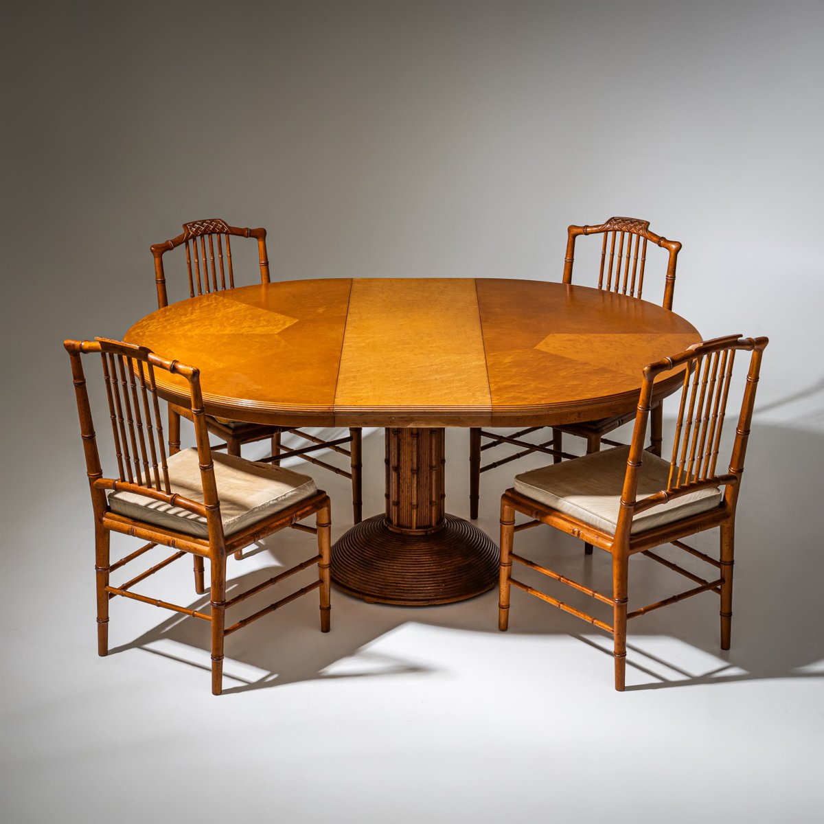 French Faux Bamboo Dining Table with Chairs, 1960s, Set of 5 for sale ...