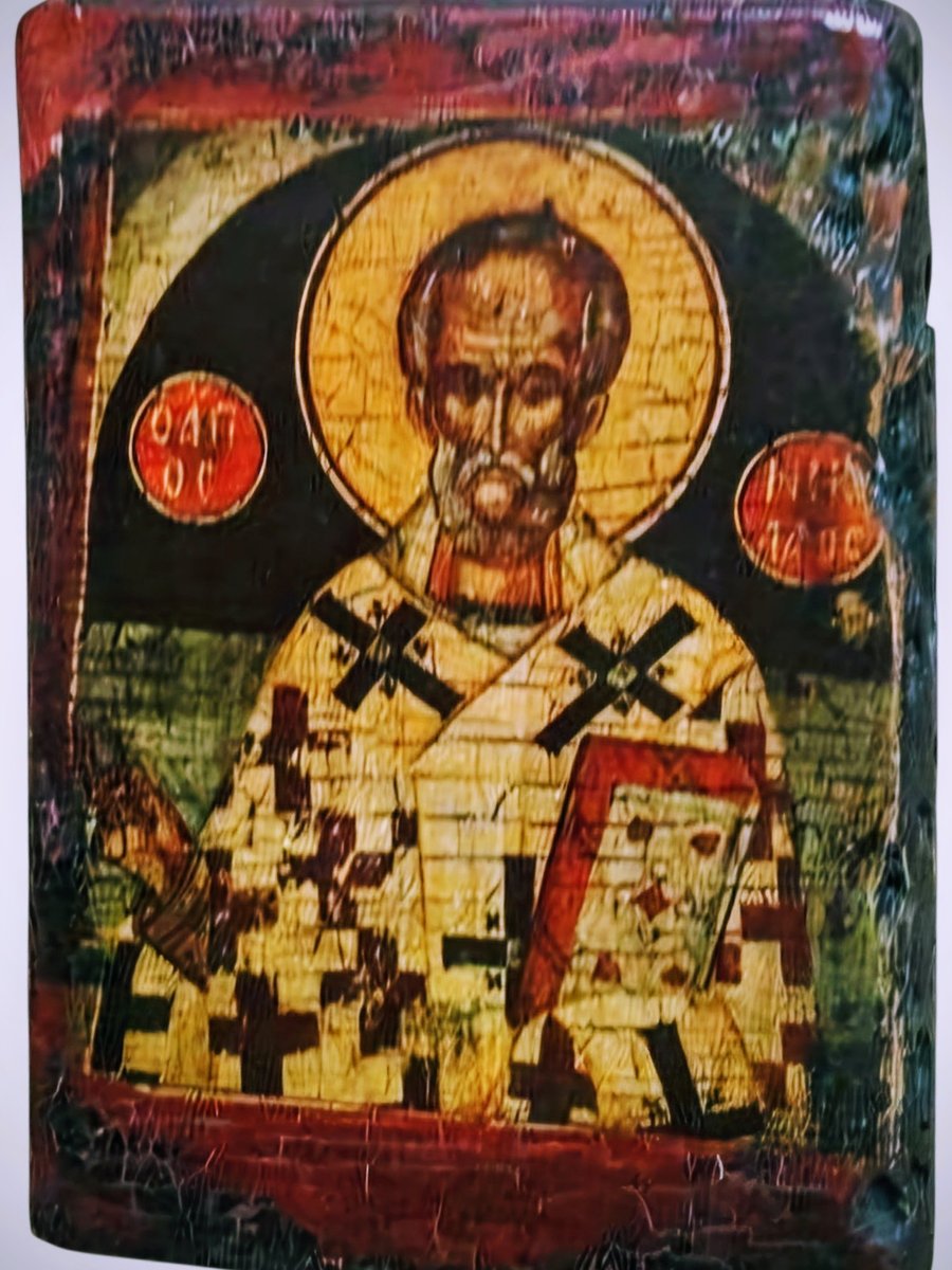 Antike antike postbyzantinische griechische Reiseikone des Heiligen ...