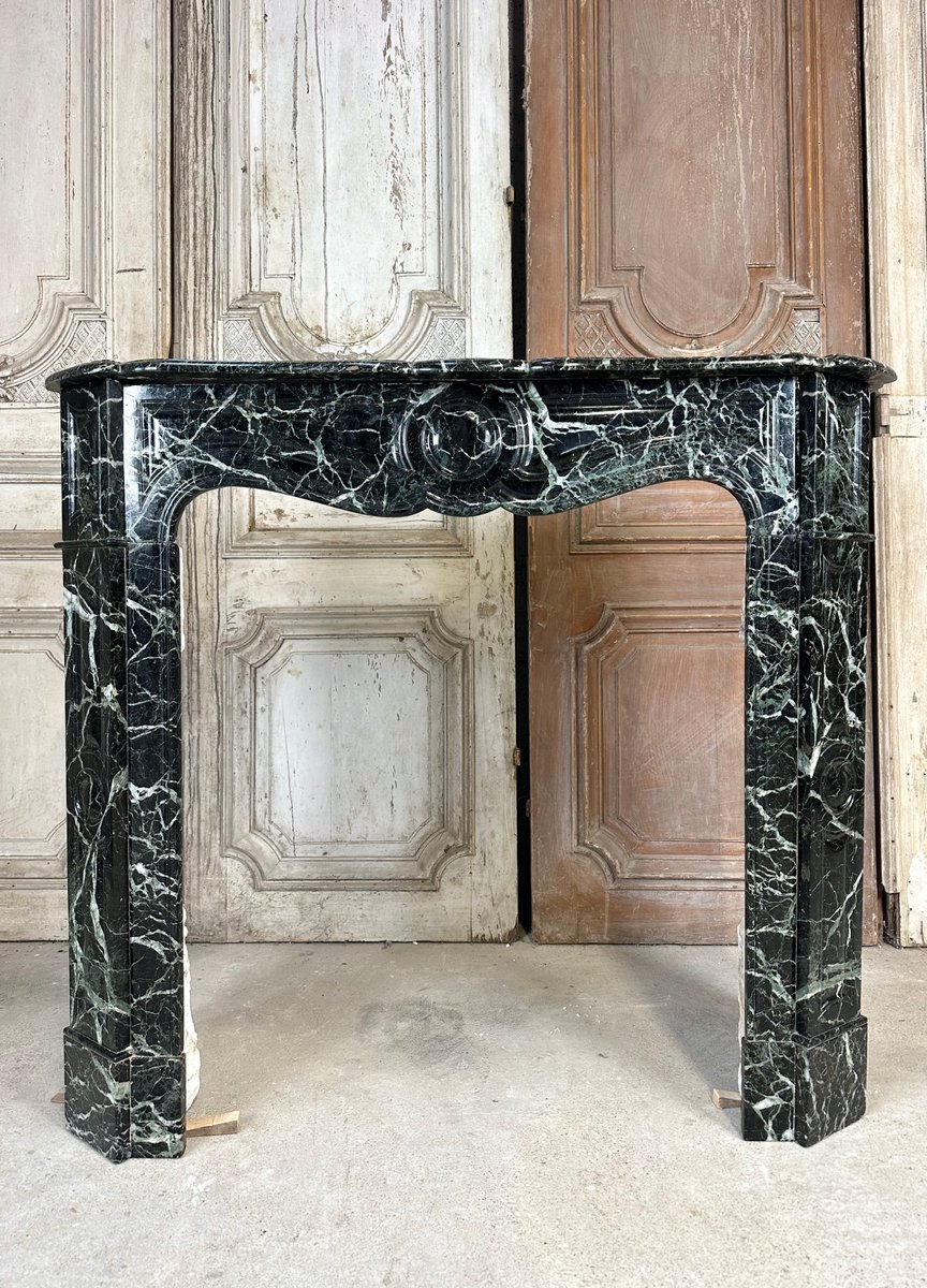 Louis XV Style Fireplace in Green Marble, 1900s for sale at Pamono