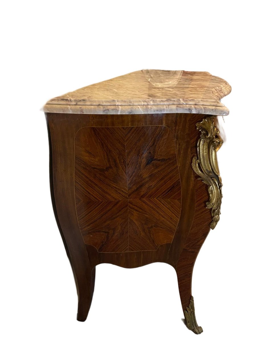 Louis XV Style Ormolu-Mounted Bombé Commode with Marble Top, 1950s for ...