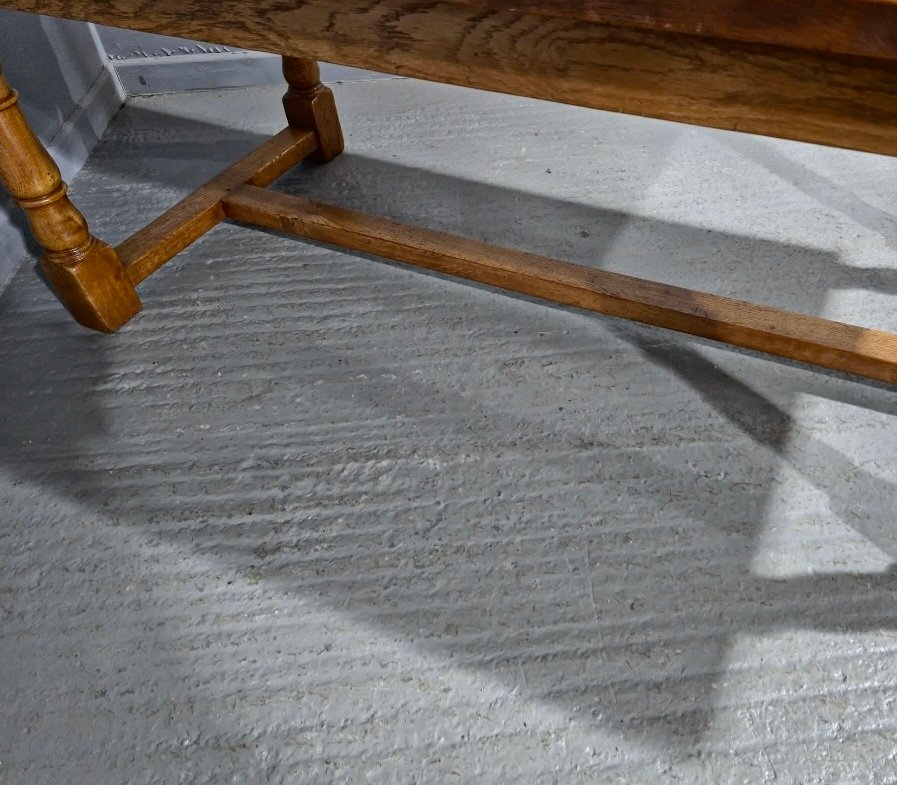 Golden Oak Plank Farmhouse Refectory Dining Table, 1920 for sale at Pamono