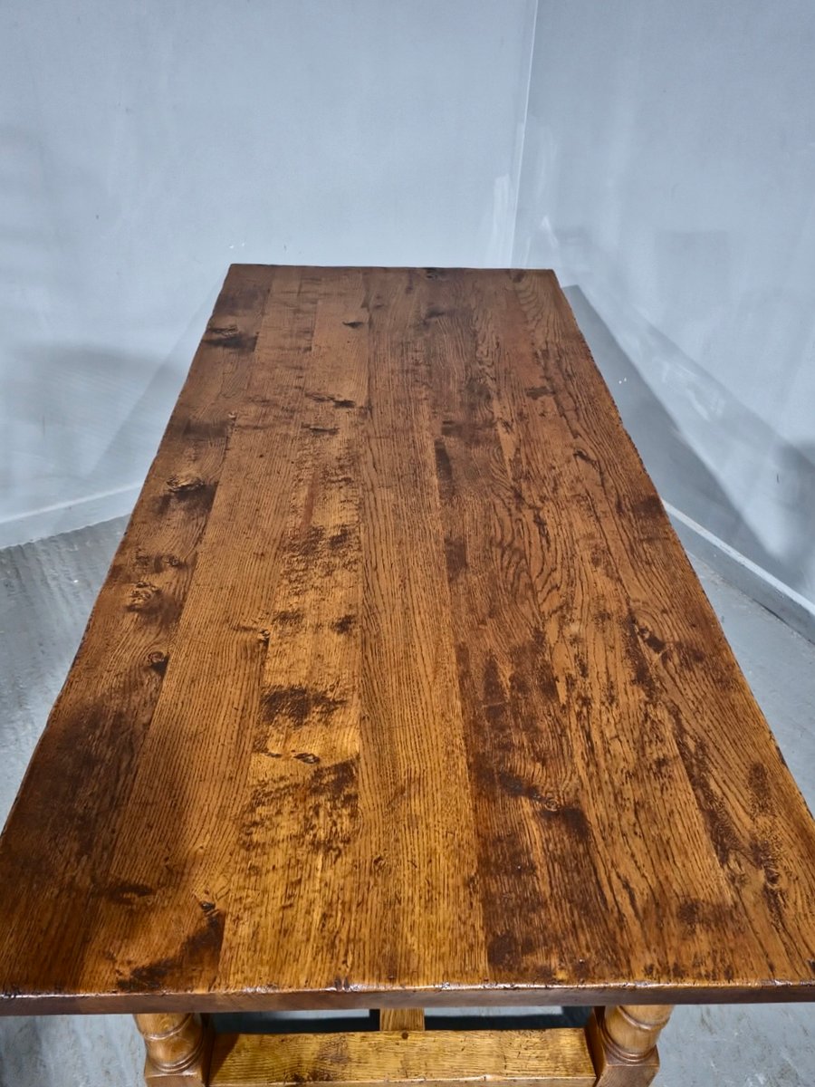 Golden Oak Plank Farmhouse Refectory Dining Table, 1920 for sale at Pamono