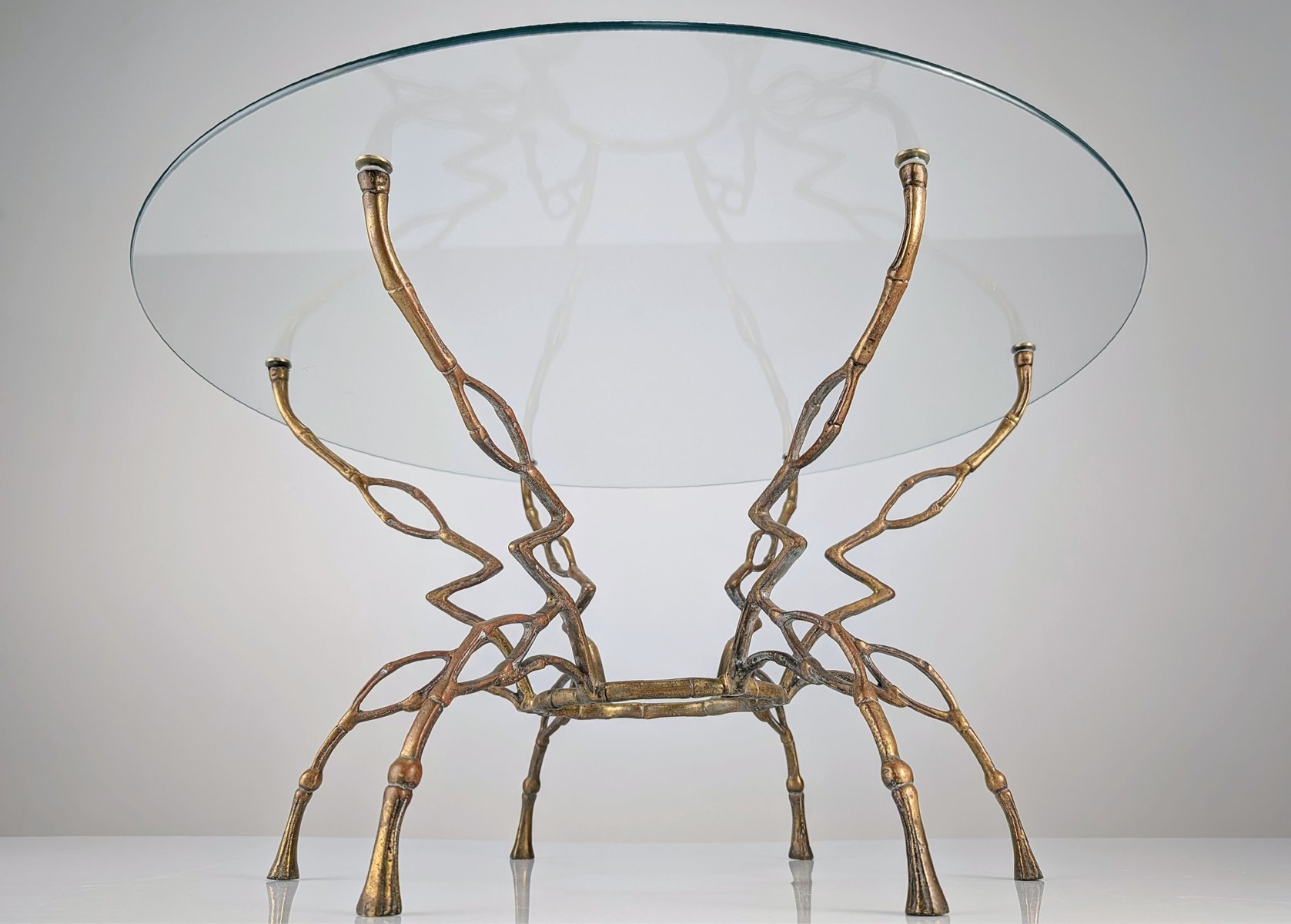 Hollywood Regency Zigzag Coffee Table in Bronze and Faux Bamboo, 1960s ...