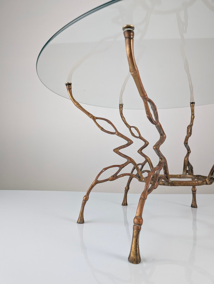 Hollywood Regency Zigzag Coffee Table in Bronze and Faux Bamboo, 1960s ...