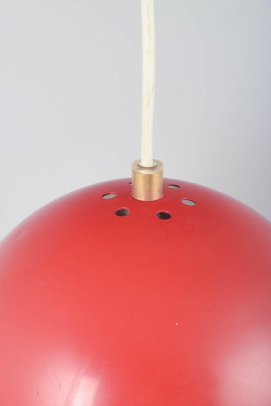Lampe à Suspension Topan en Métal Laqué Rouge par Verner Panton pour ...