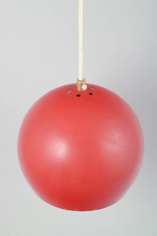 Lampe à Suspension Topan en Métal Laqué Rouge par Verner Panton pour ...
