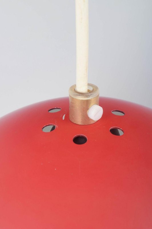 Lampe à Suspension Topan en Métal Laqué Rouge par Verner Panton pour ...