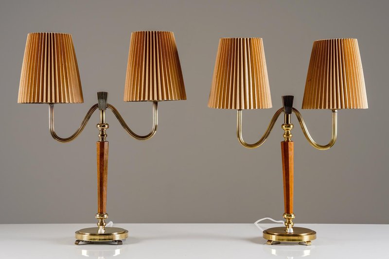 Swedish Grace Model 15455 Table Lamps attributed to Böhlmarks, 1930s ...