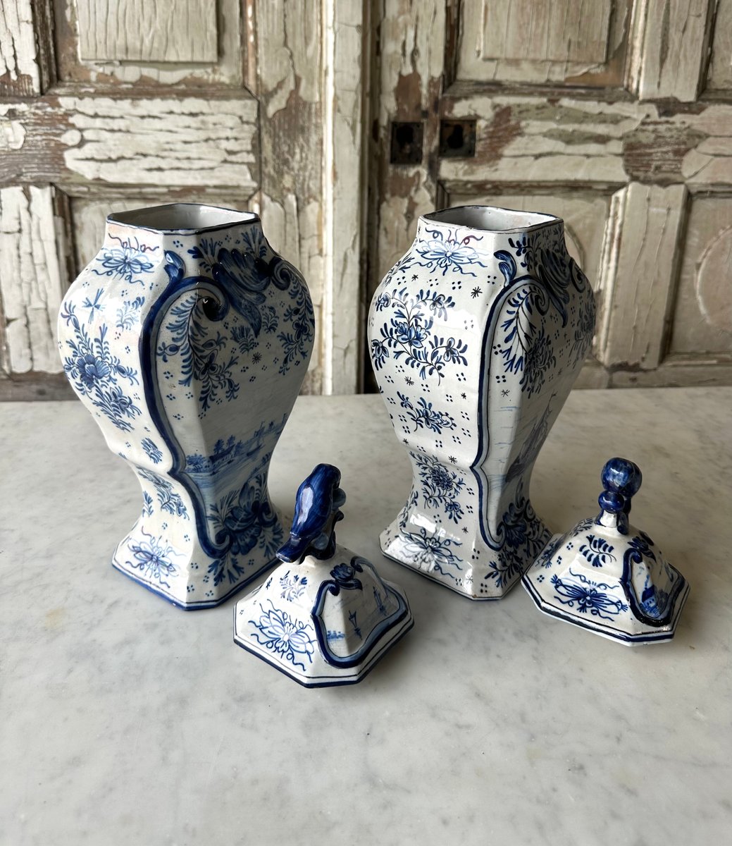 Vases Vintage en Faïence, 1940s, Set de 2 en vente sur Pamono