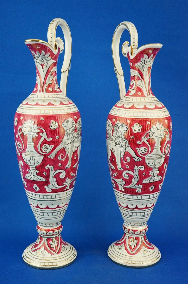 Large Antique Ceramic Amphorae Jugs by Mario Sambuco for Maioliche ...