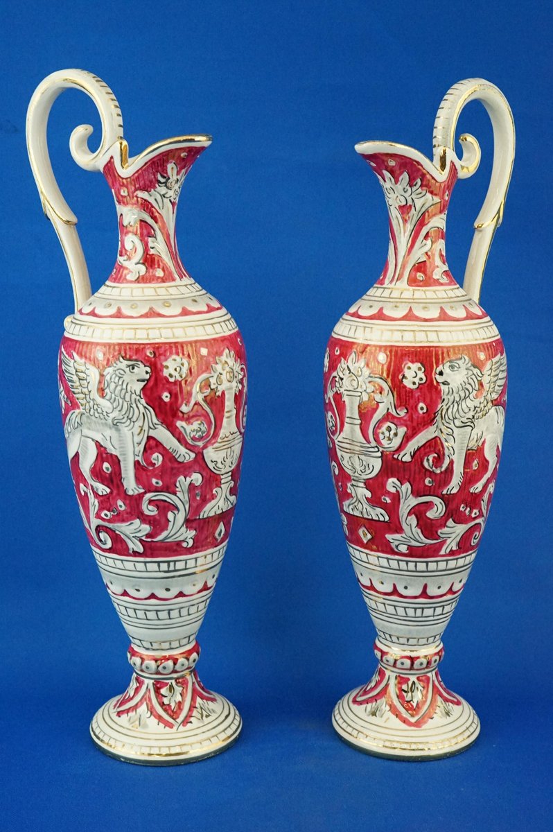 Large Antique Ceramic Amphorae Jugs by Mario Sambuco for Maioliche ...