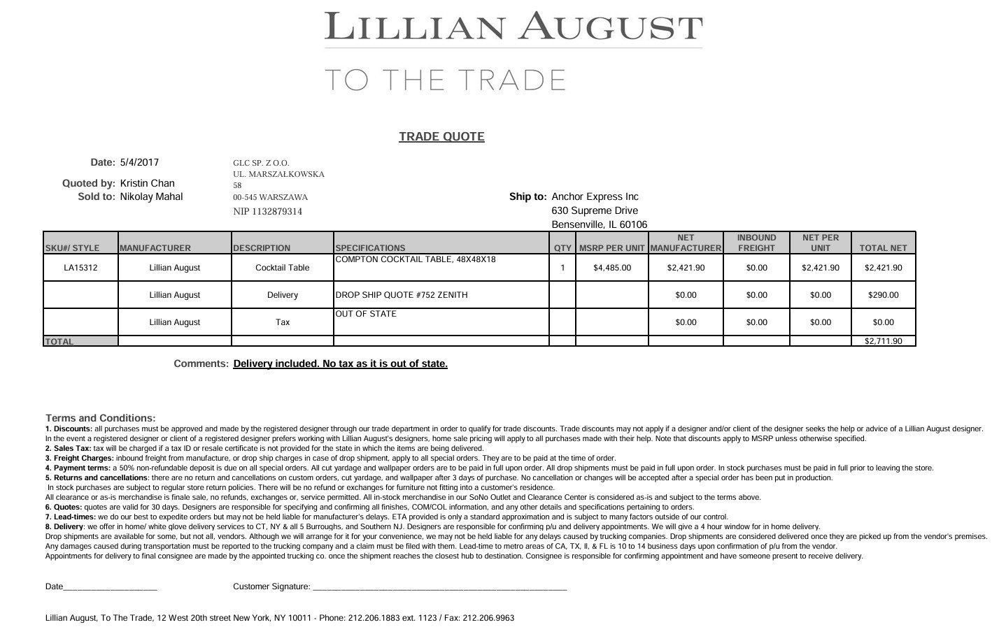 Tavolo da cocktail Compton di Lillian August in vendita su Pamono