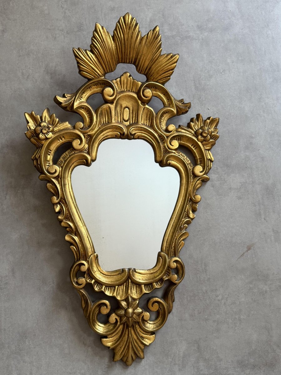 Vintage French Gilt Cornucopia Mirror, 1950s for sale at Pamono