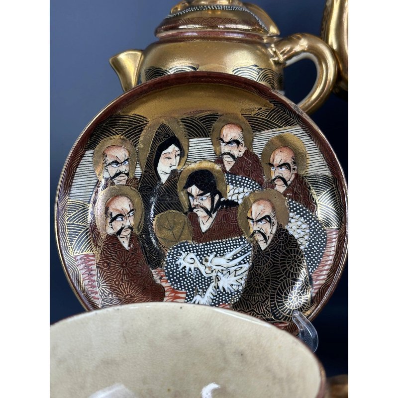 Antique Japanese Meiji Hand-Painted Shimazu Satsuma Tea Service with ...