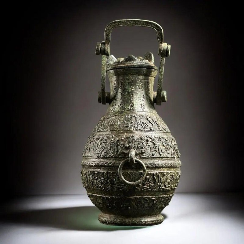 Chinese Bronze Bottle Vase with Flying Bird Head, Late 19th Century for ...