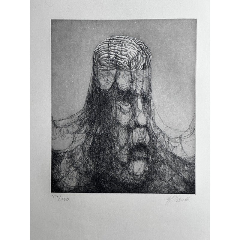 Hans Georg Rauch, Man Caught Under Ropes, 1978, Paper for sale at Pamono