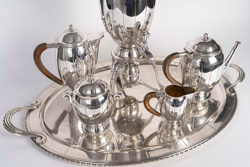 Art Nouveau Coffee and Tea Service with Samovar, Sugar Bowl and Milk ...