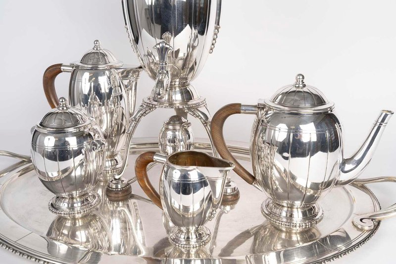 Art Nouveau Coffee and Tea Service with Samovar, Sugar Bowl and Milk ...