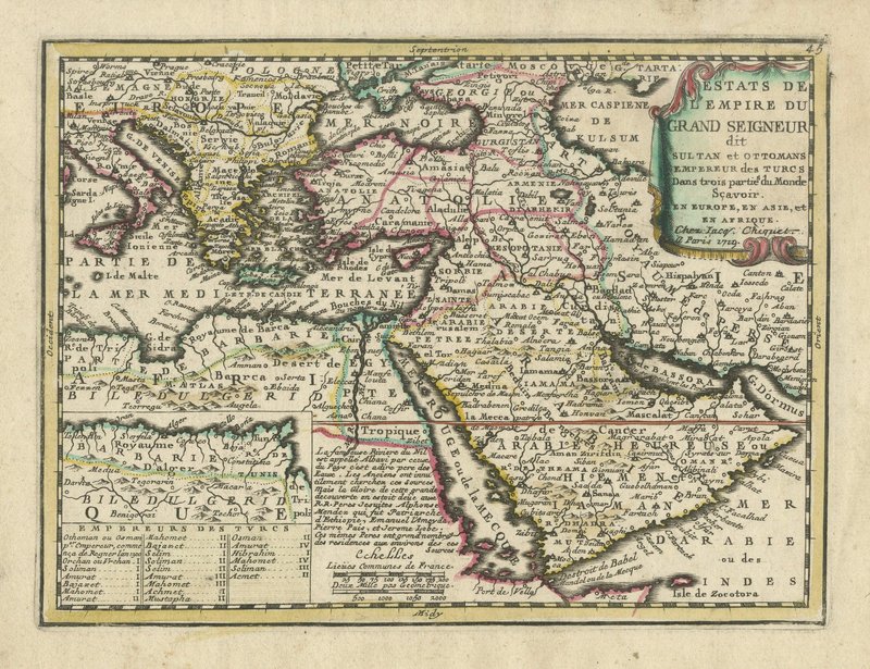 Ottoman Empire Map by Jean Chiquet, Paris, France, 1719 for sale at Pamono