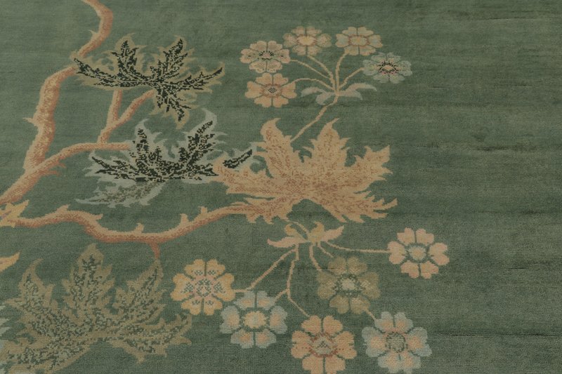 Tapis Vert Inspiré Art Déco avec Rouleau de Vigne par Rug&Kilim, Chine ...