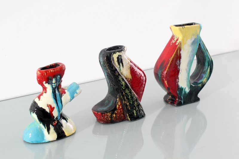 Vases-Sculptures en Céramique Polychrome Vernie à la Main par A ...