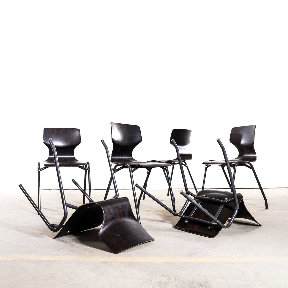 Laminated Ebonised Gun Metal Dining Chairs, 1960s, Set of 4 for sale at ...