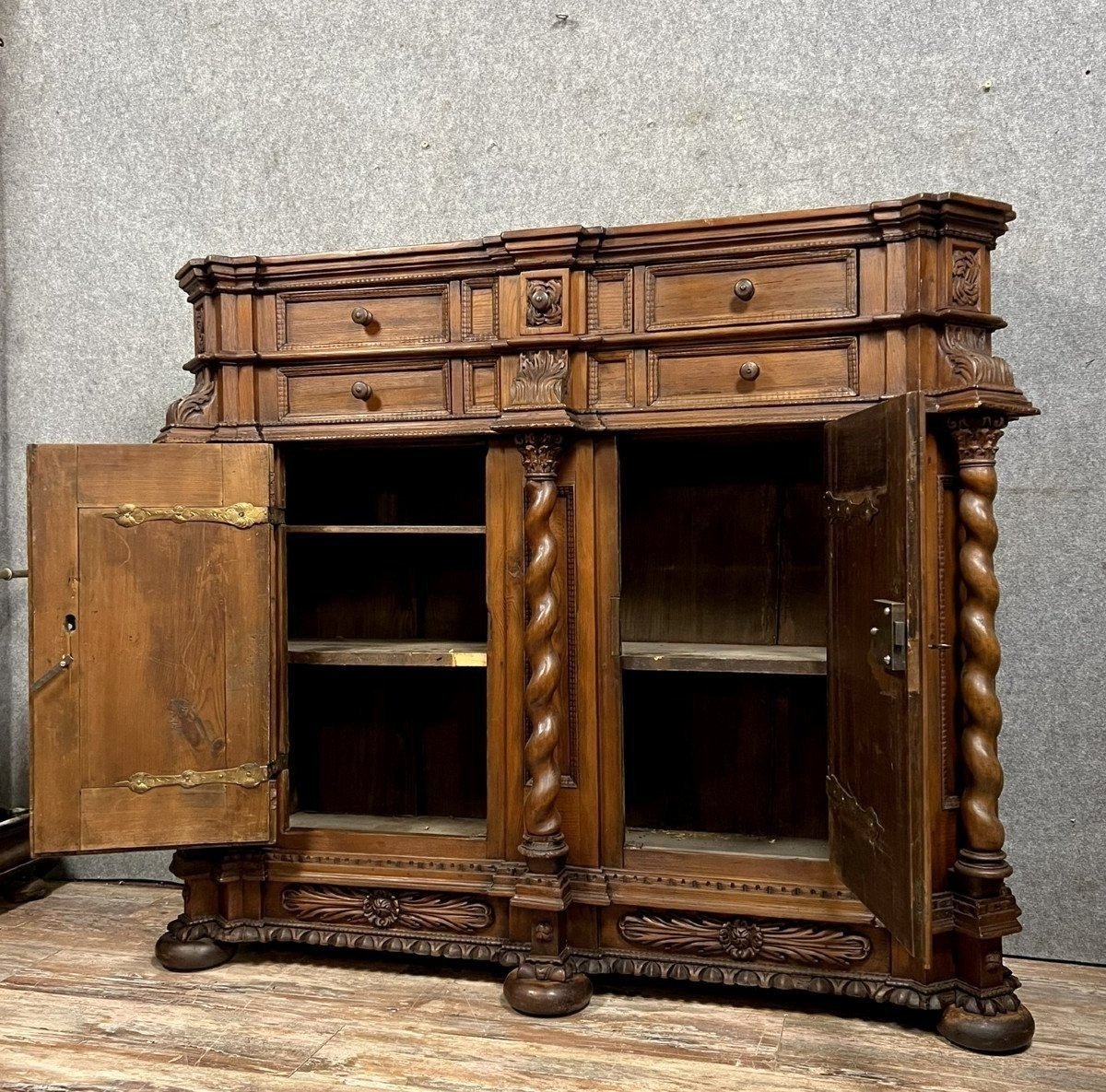 Alsatian Buffet in Stained Wood, 1600s for sale at Pamono