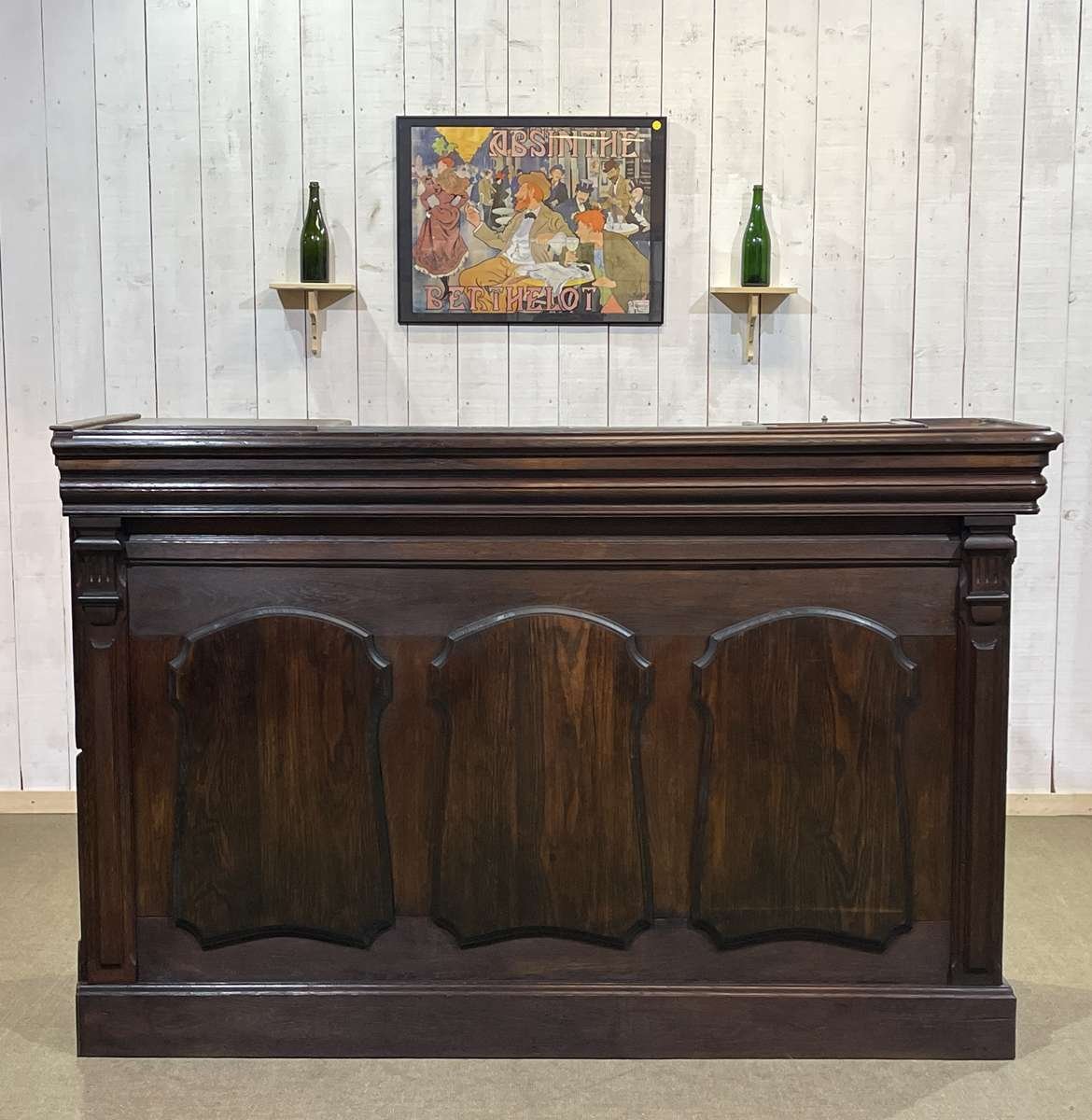 Oak Bar Counter with Original Zinc and Tin Cladding for sale at Pamono