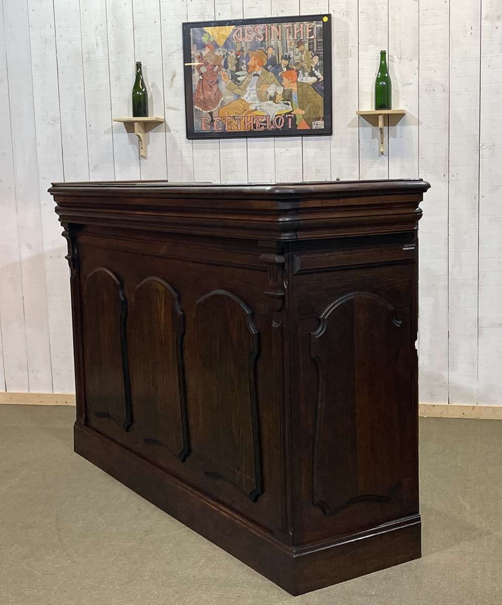 Oak Bar Counter with Original Zinc and Tin Cladding for sale at Pamono