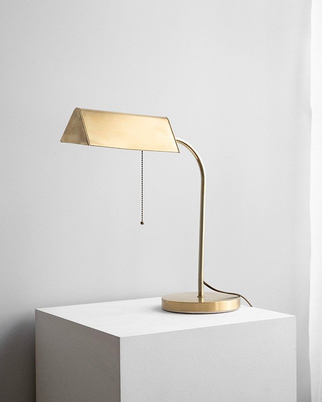 Banker Style Brass Table Lamp, Germany, 1970s for sale at Pamono