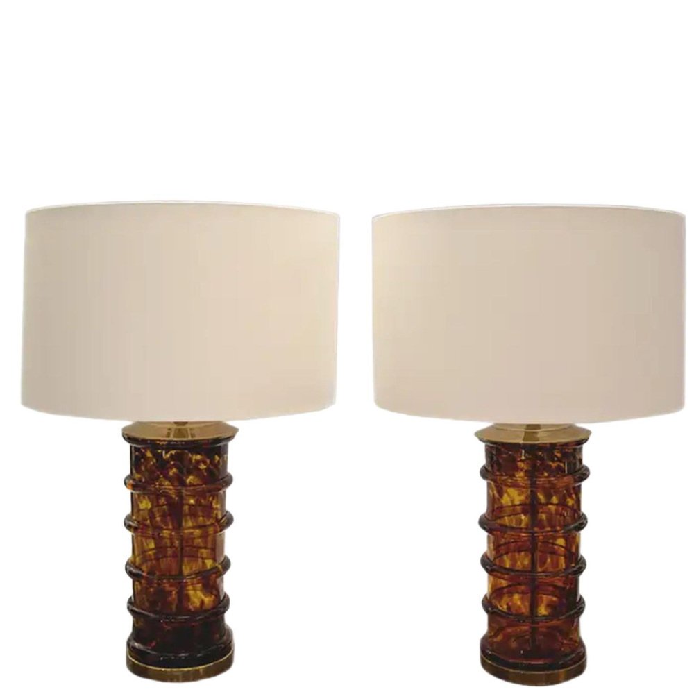 Lampade da tavolo Art in vetro di Paul Hanson, anni '60, set di 2 in ...